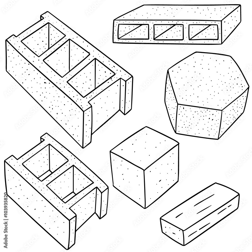 vector set of concrete construction block Stock Vector | Adobe Stock