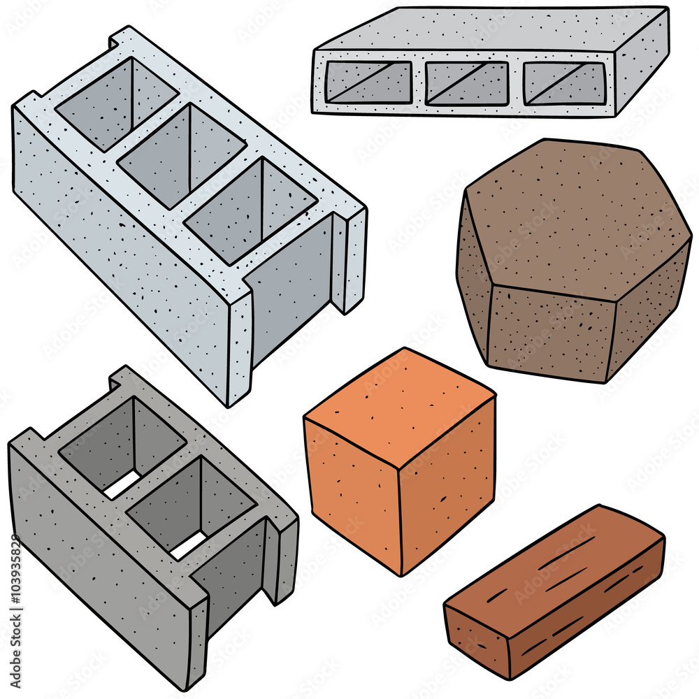 vector set of concrete construction block Stock Vector | Adobe Stock
