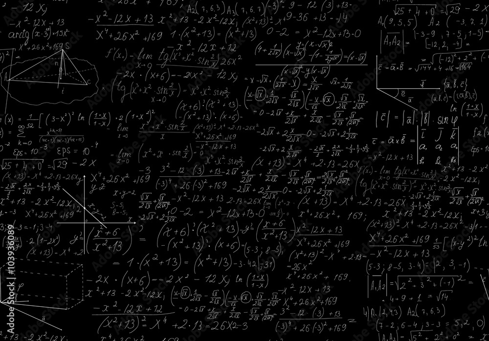 Mathematics vector seamless black and white pattern, scalable. You can ...