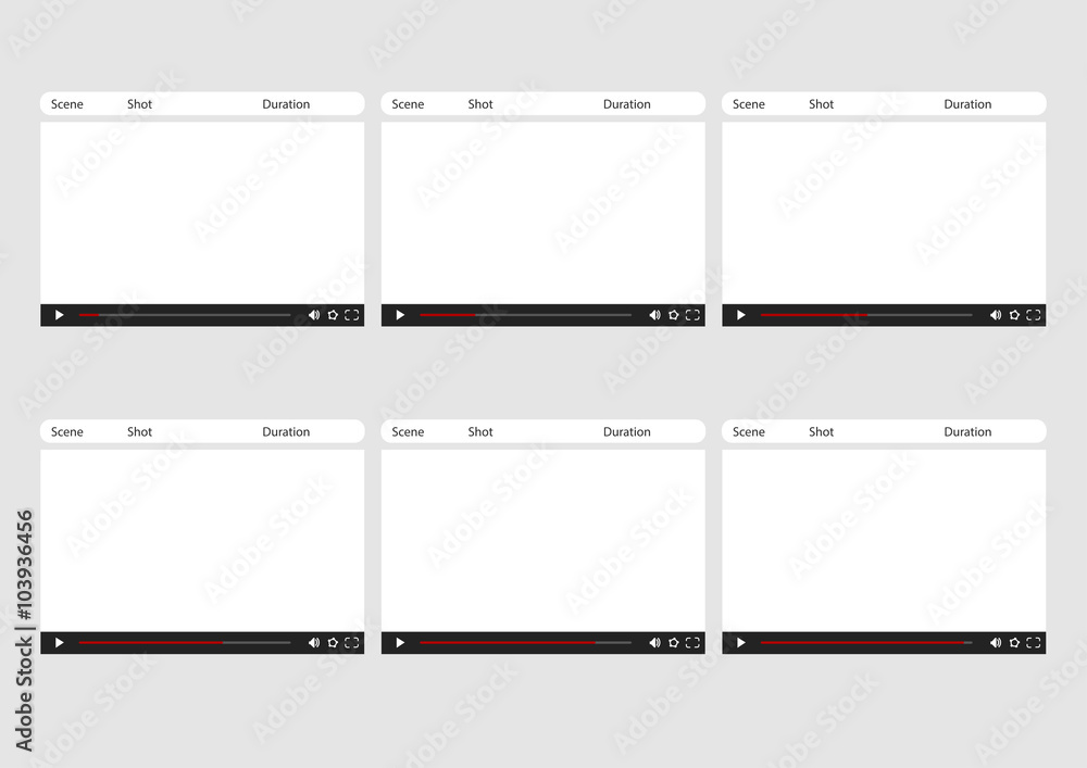 video player 6 frame storyboard template Stock Vector | Adobe Stock