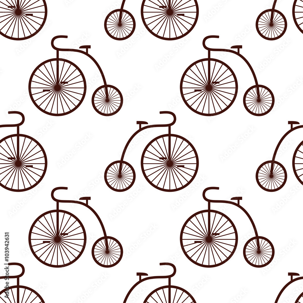 Seamless retro bicycle pattern. Vintage transport illustration. Old ...