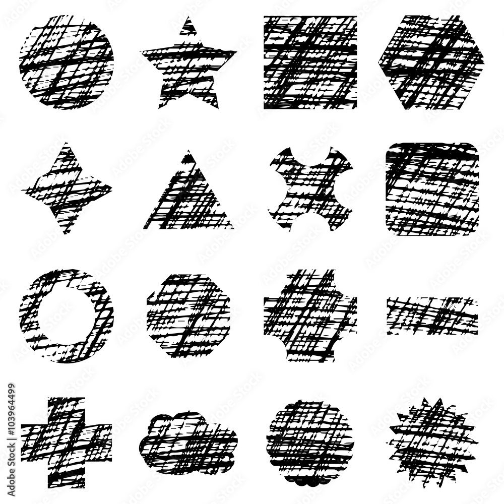 Scribble geometric shapes on white background Stock Vector | Adobe Stock