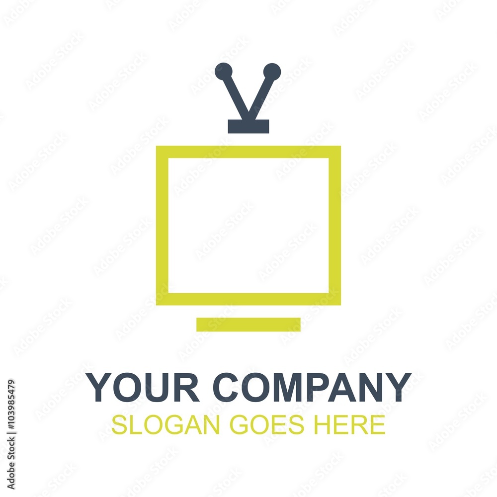 TV Television Broadcast Icon Vector Logo Stock Vector | Adobe Stock