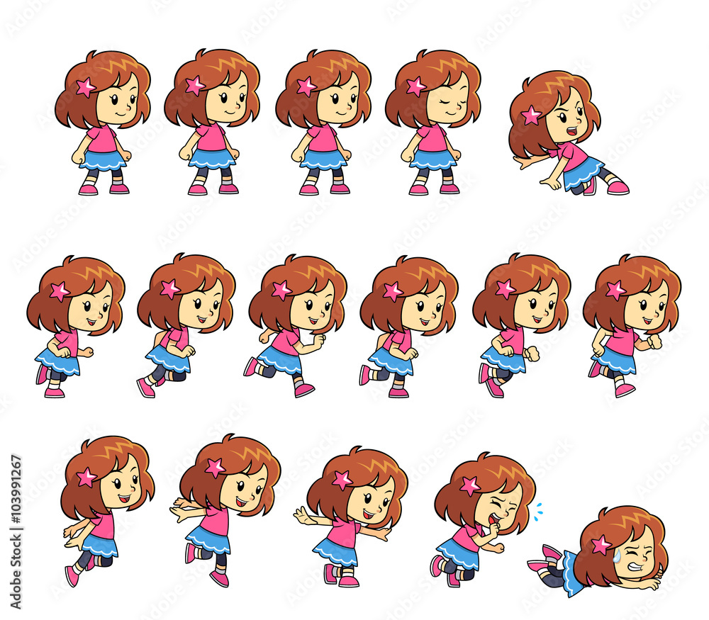 Vecteur Stock Pinky Girl game sprites for side scrolling action ...