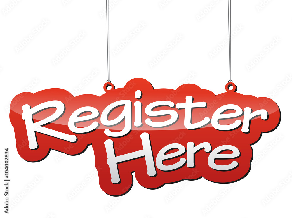 red vector background register here Stock Vector | Adobe Stock