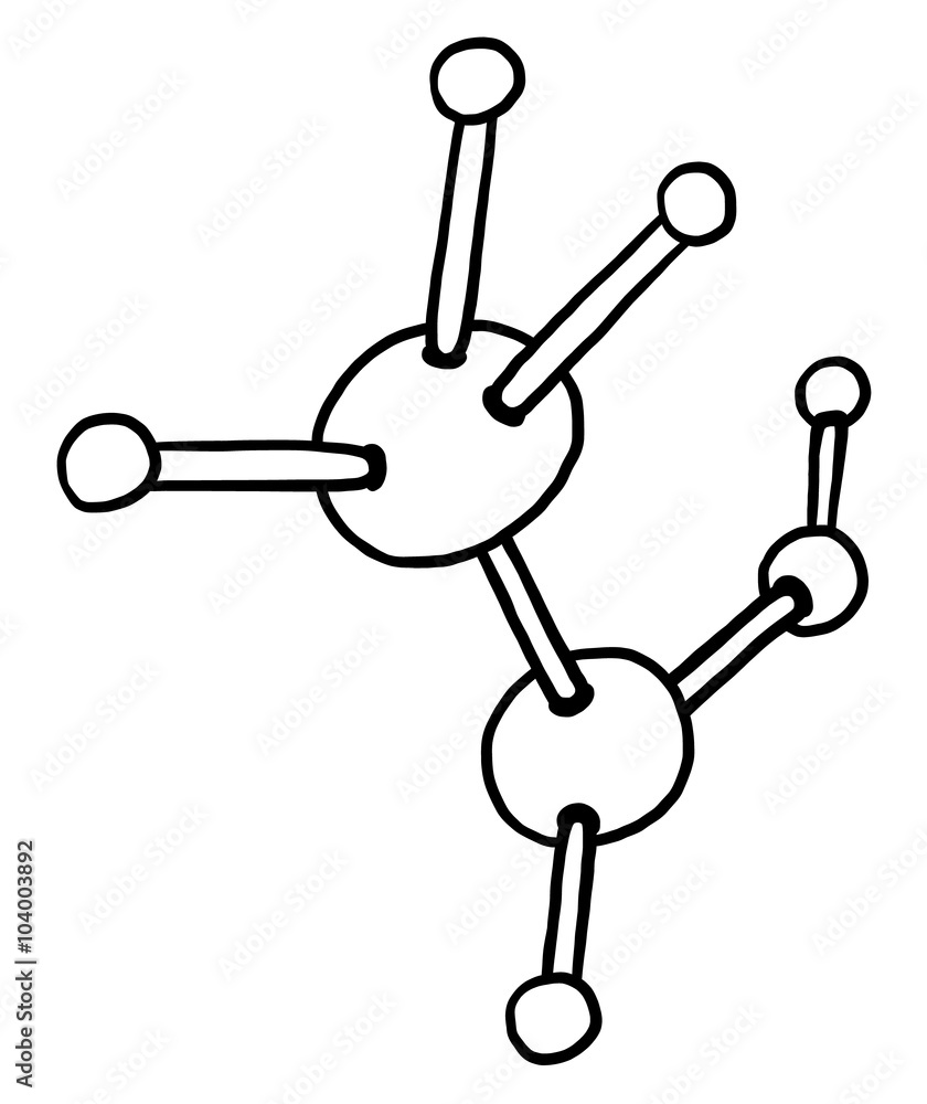 chemical structure model / cartoon vector and illustration, black and ...