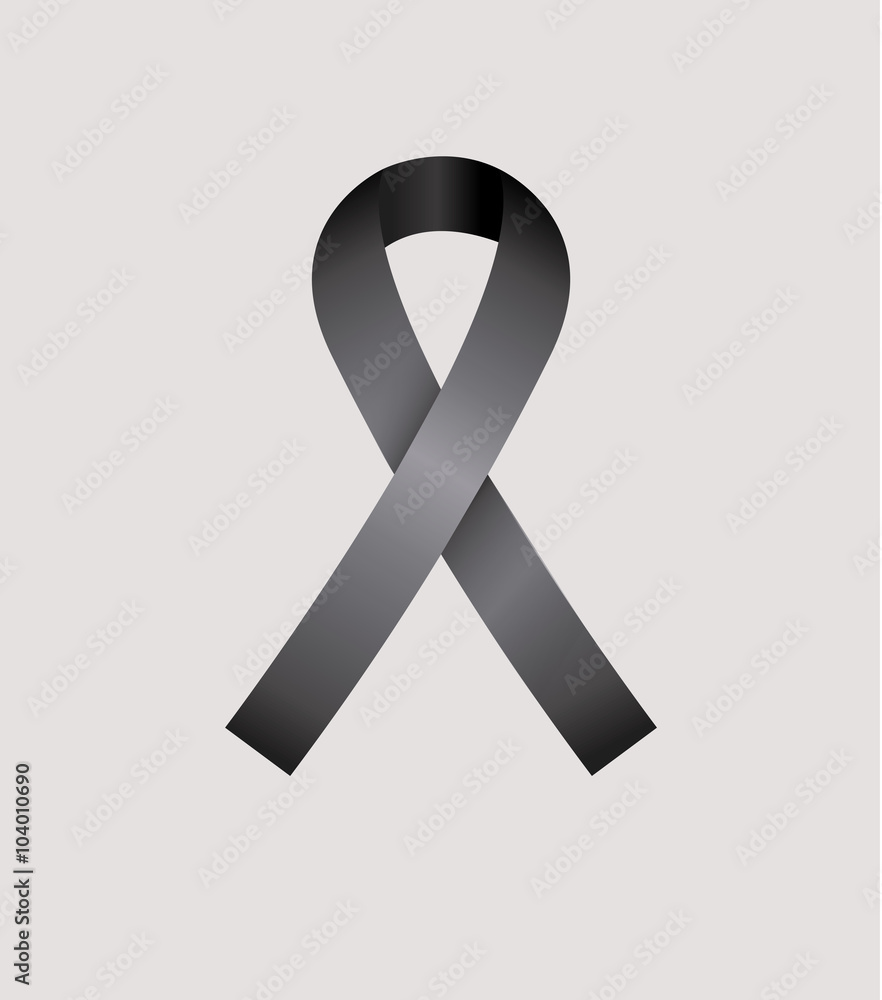 Black Ribbon, condolence icon over gray color background Stock Vector ...