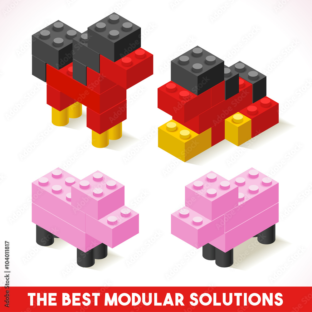 The Best Modular Solutions Isometric Basic Farm Animals Collection ...
