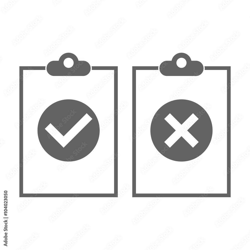 Checklist icon, check mark and x mark Stock Vector | Adobe Stock