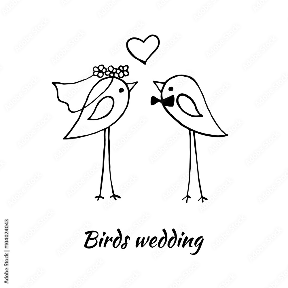 Cute birds wedding. Stock Vector | Adobe Stock