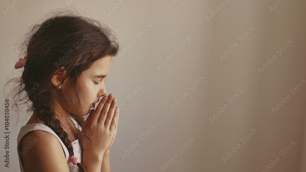 woman praying on a black background Stock Video | Adobe Stock