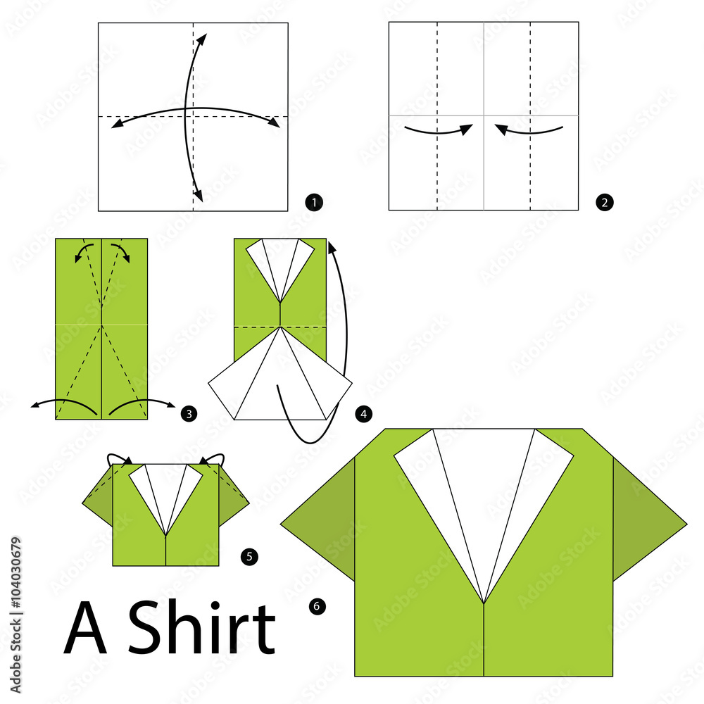 Step by step instructions how to make origami A Shirt. Stock Vector ...