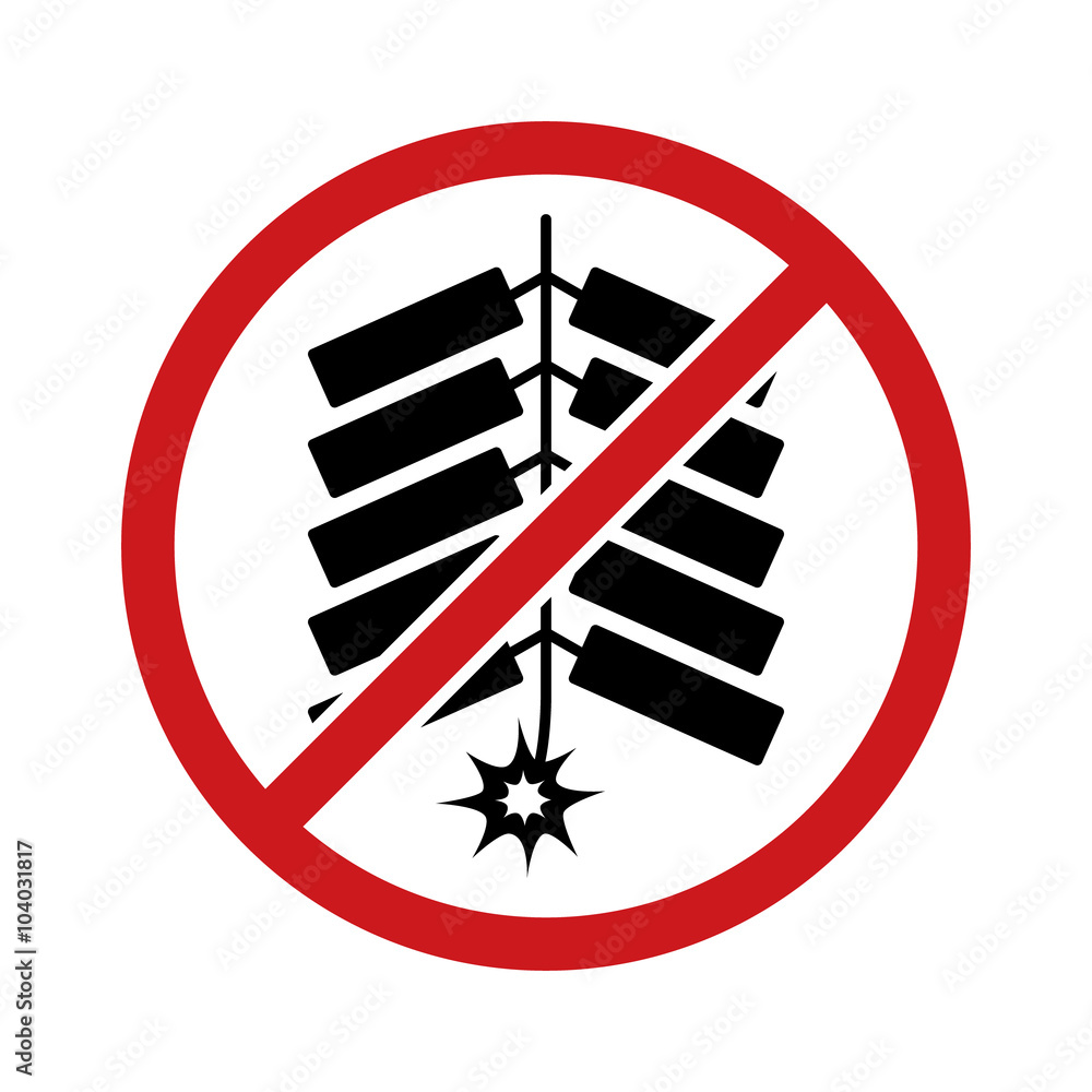 Fireworks ban / no fireworks allowed sign flat icon Stock Vector ...