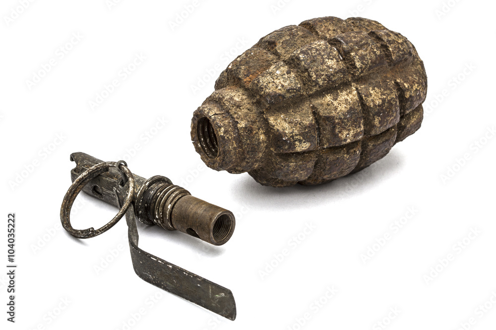 Old grenade and fuse, isolated on white background Stock Photo | Adobe ...