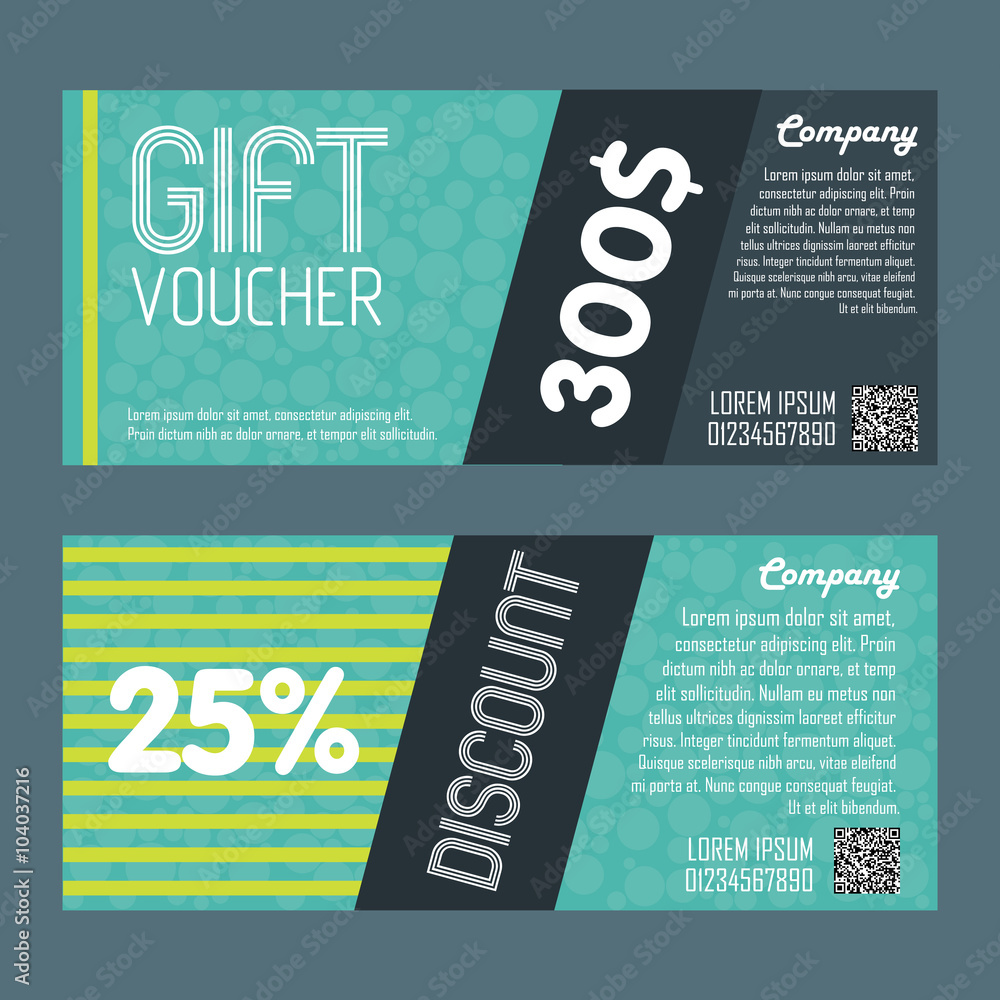 Gift voucher template. Back and front side of the coupon. Vector ...