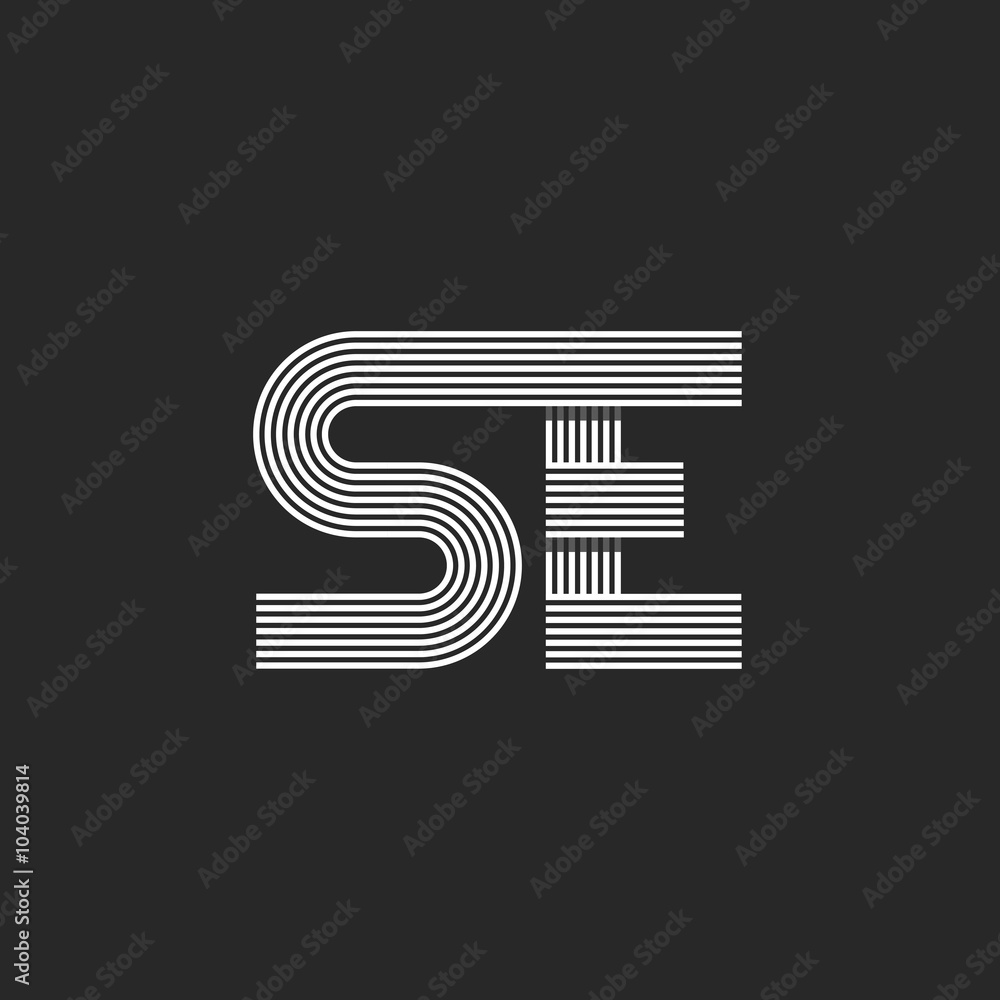 Modern logo SE letter monogram, intersecting thin line style wedding ...