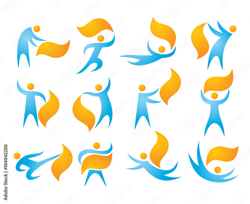 Vecteur Stock People 12 vector icons set. Human character concept ...