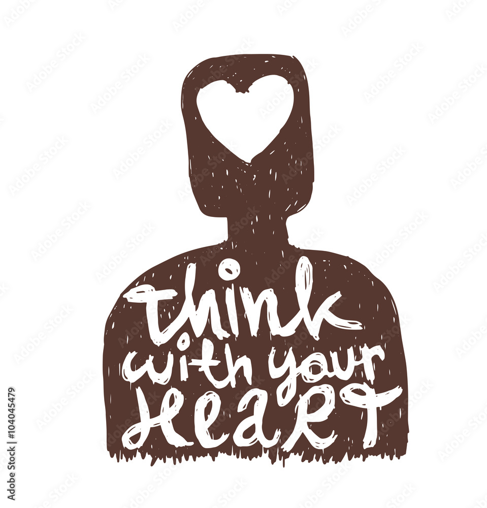 Vector motivational card with cartoon image of black silhouette of a ...