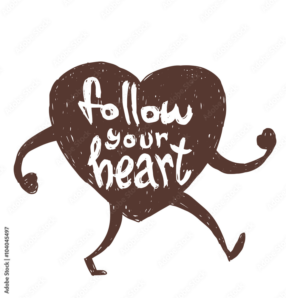 Vector motivational card with cartoon image of black silhouette of ...