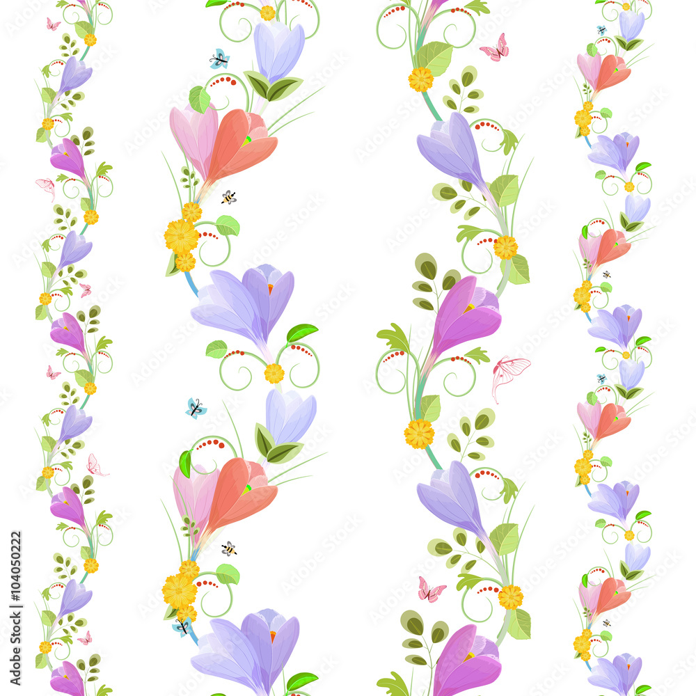 Cute collection of seamless borders with spring flowers for your Stock ...