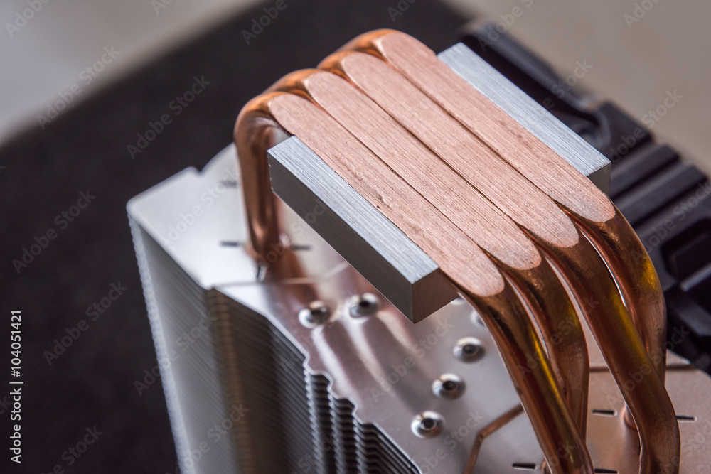 PC CPU cooler with heat pipes Stock Photo | Adobe Stock