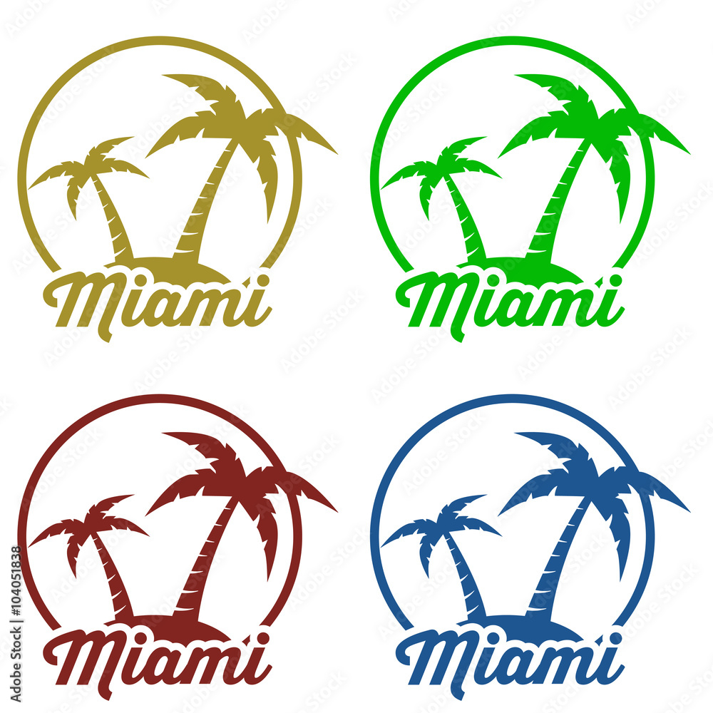 Icono plano Miami en isla en varios colores #1 Stock Vector | Adobe Stock
