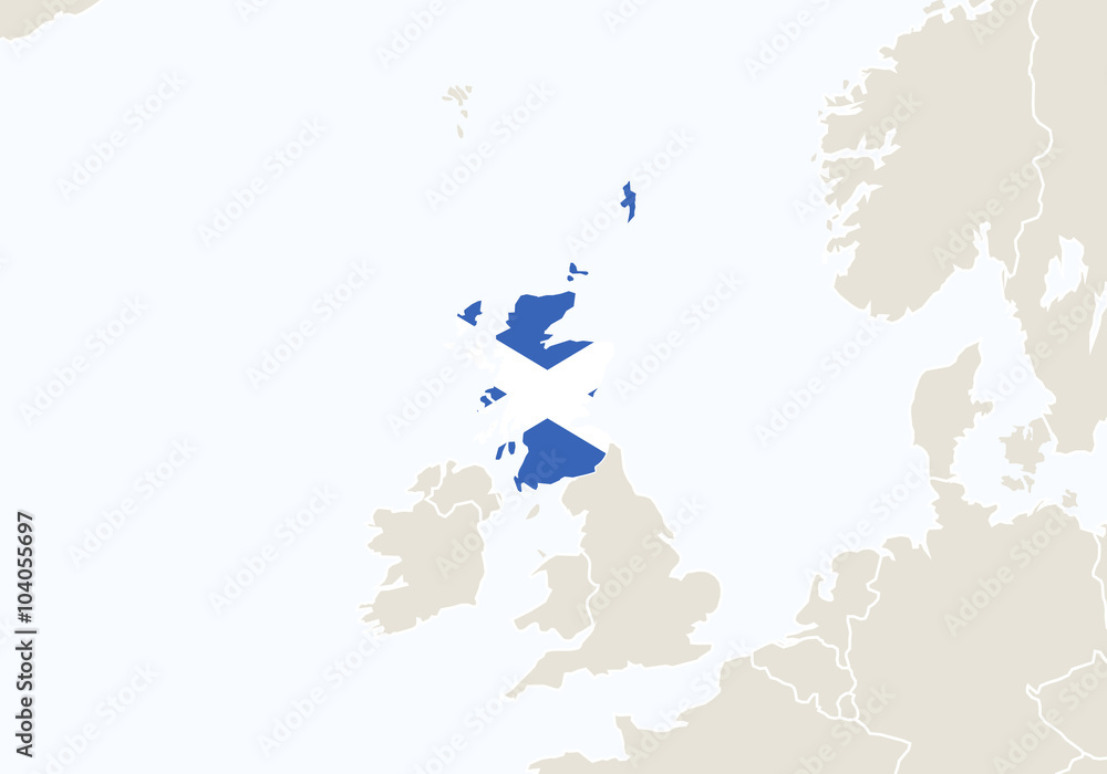 Europe with highlighted Scotland map. Stock Vector | Adobe Stock