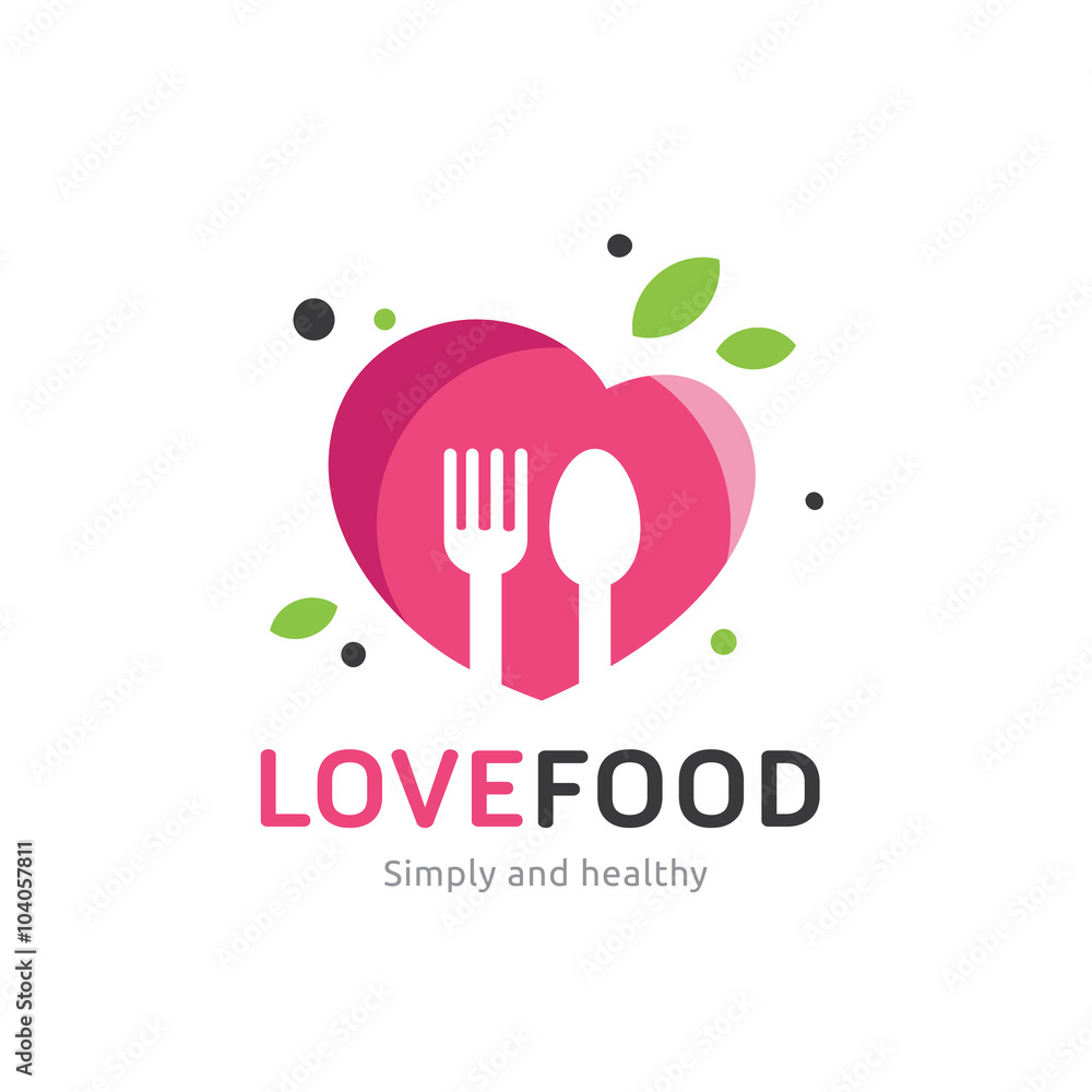 Love food restaurant and cafe logo template Stock Vector | Adobe Stock