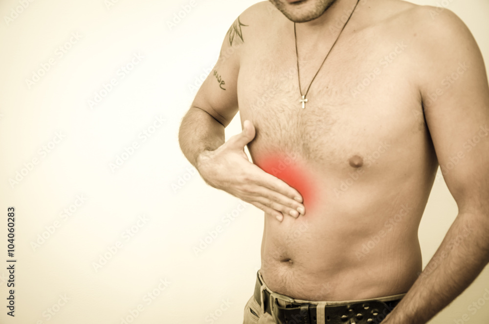 Man felt severe pain on the body Stock Photo | Adobe Stock