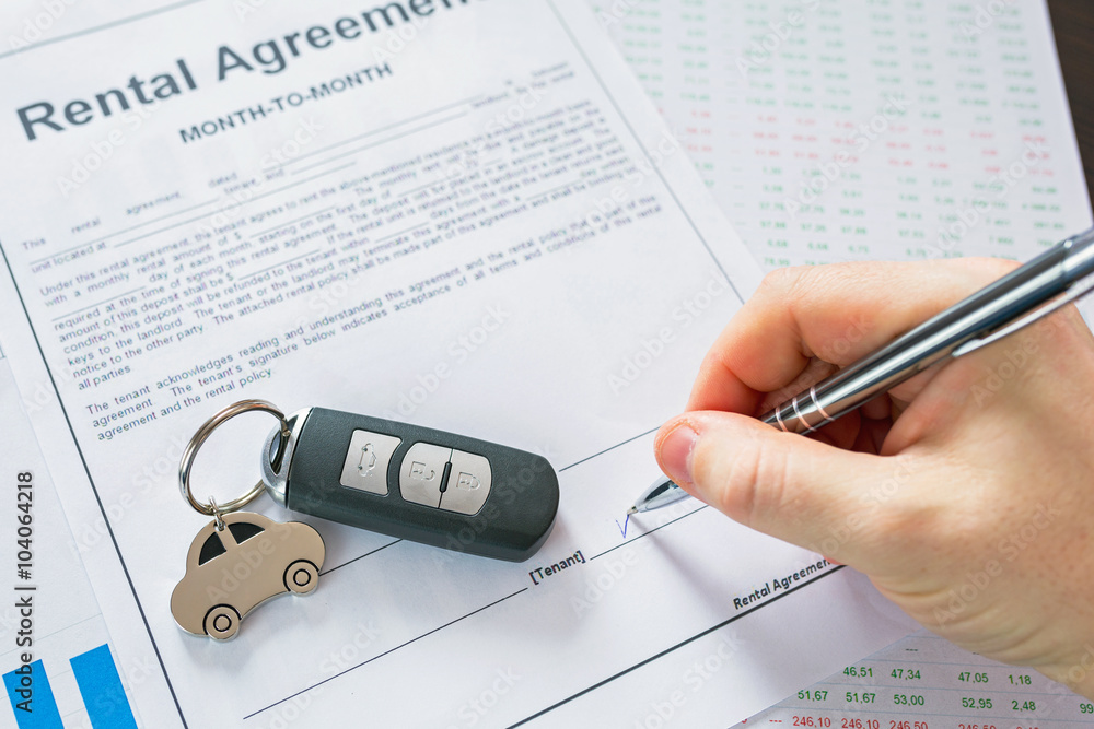 Signing car rental agreement contract Stock Photo | Adobe Stock