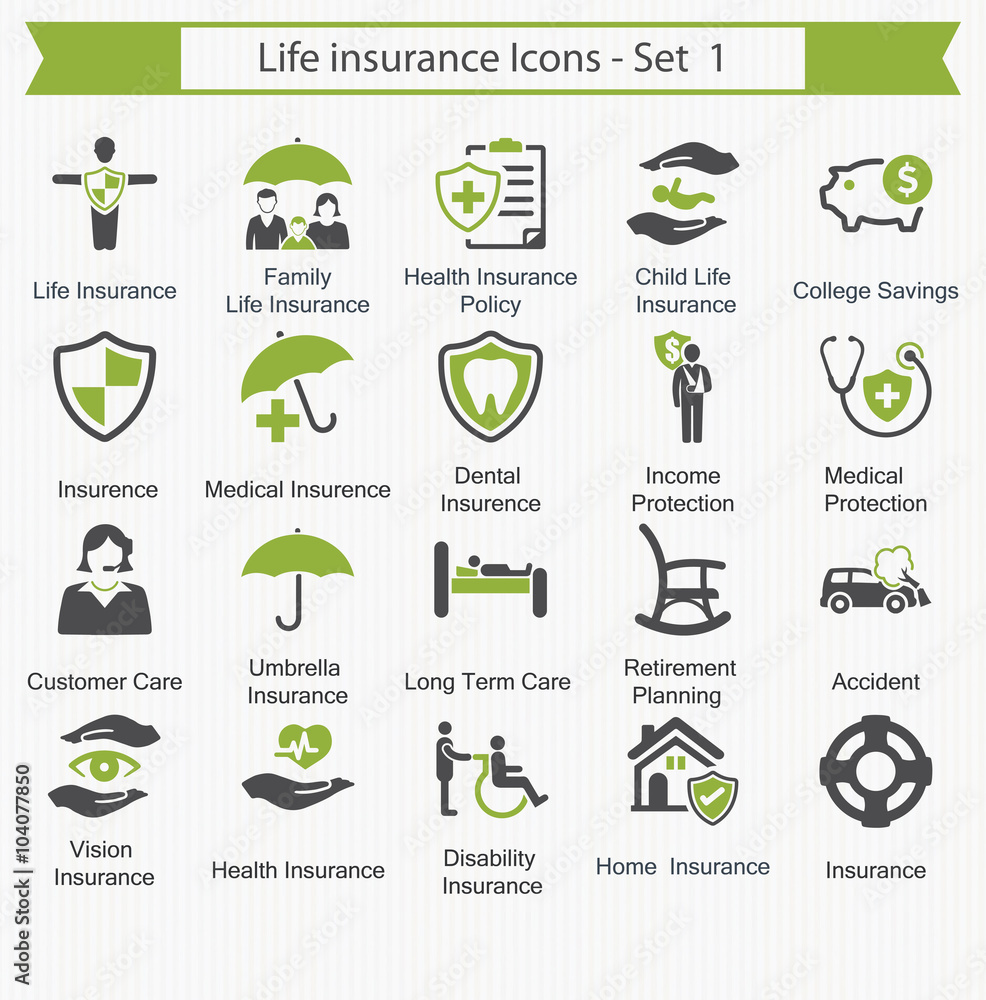 Life Insurance Icons - Set 1 Stock Vector | Adobe Stock
