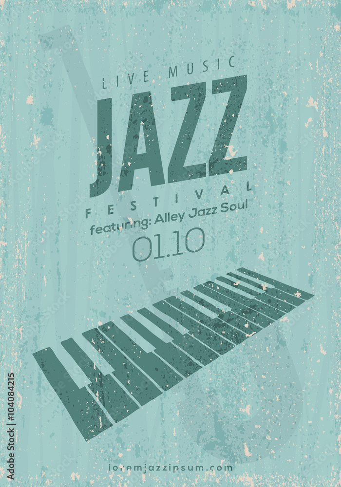 Vetor do Stock: Vector Vintage Jazz music poster template. Hand drawn ...