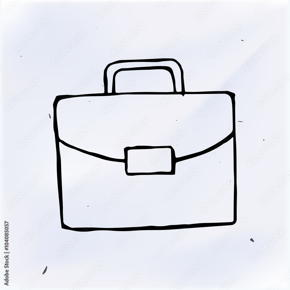 Vector suitcase doodle drawing, sketch of the suitcase on white ...