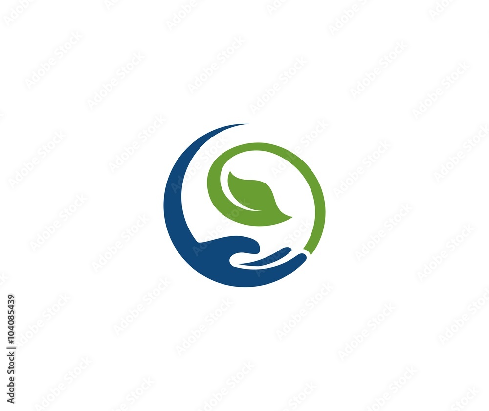 Leaf hand logo Stock Vector | Adobe Stock
