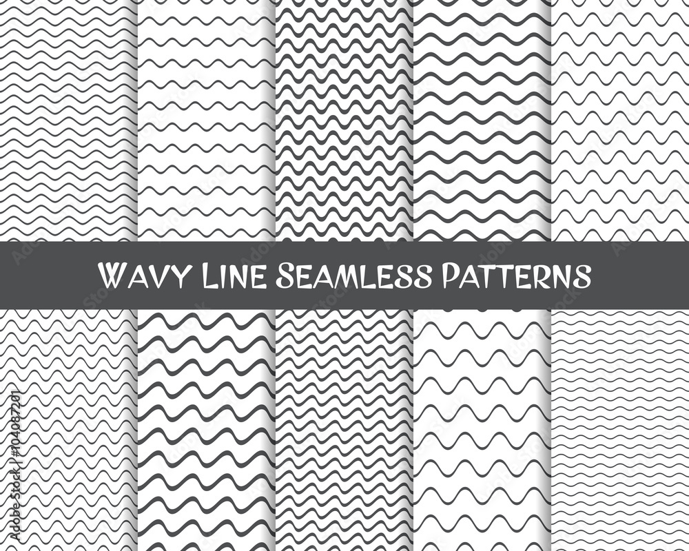 Vector wavy line seamless patterns Stock Vector | Adobe Stock