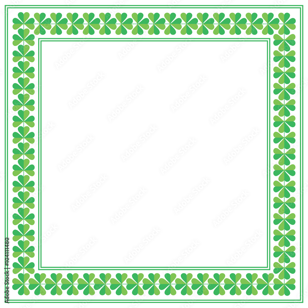 St Patricks Day square frame with shamrock on white background Stock ...