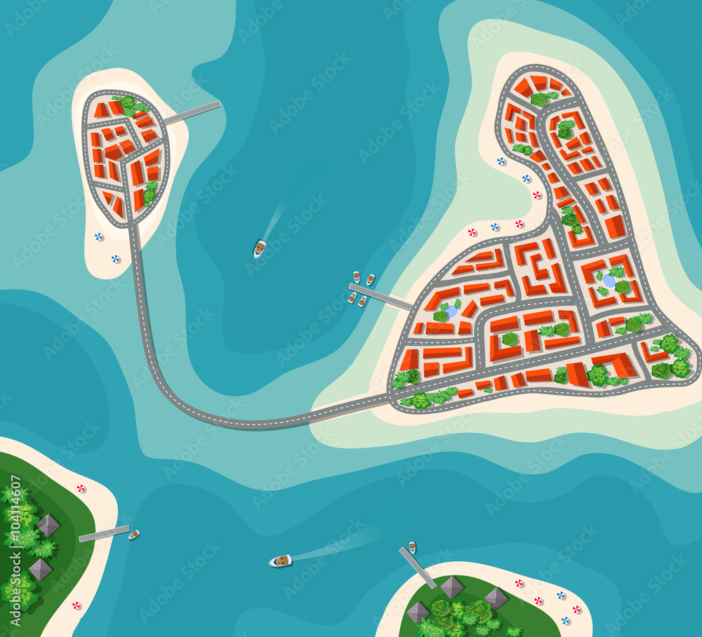 Island paradise view from above. Top view island sprite Stock Vector ...