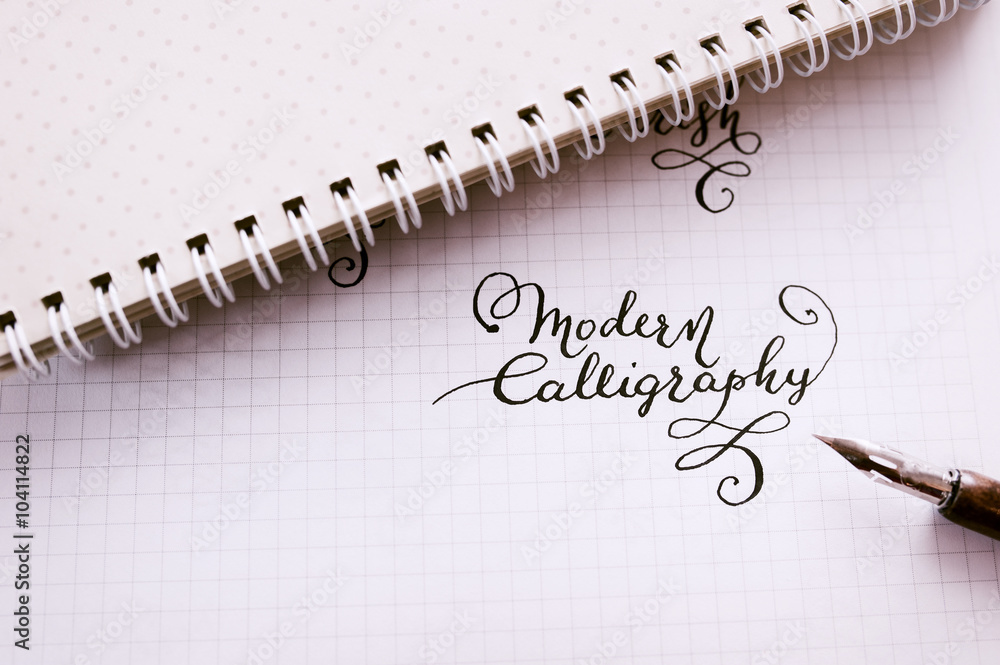 Hand drawn lettering background. Lettering brush calligraphy on paper ...