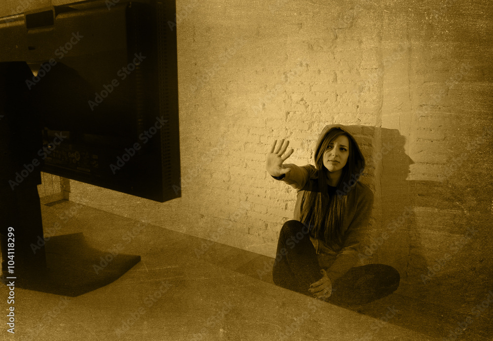 teen girl with computer cyber abused suffering internet cyberbullying ...