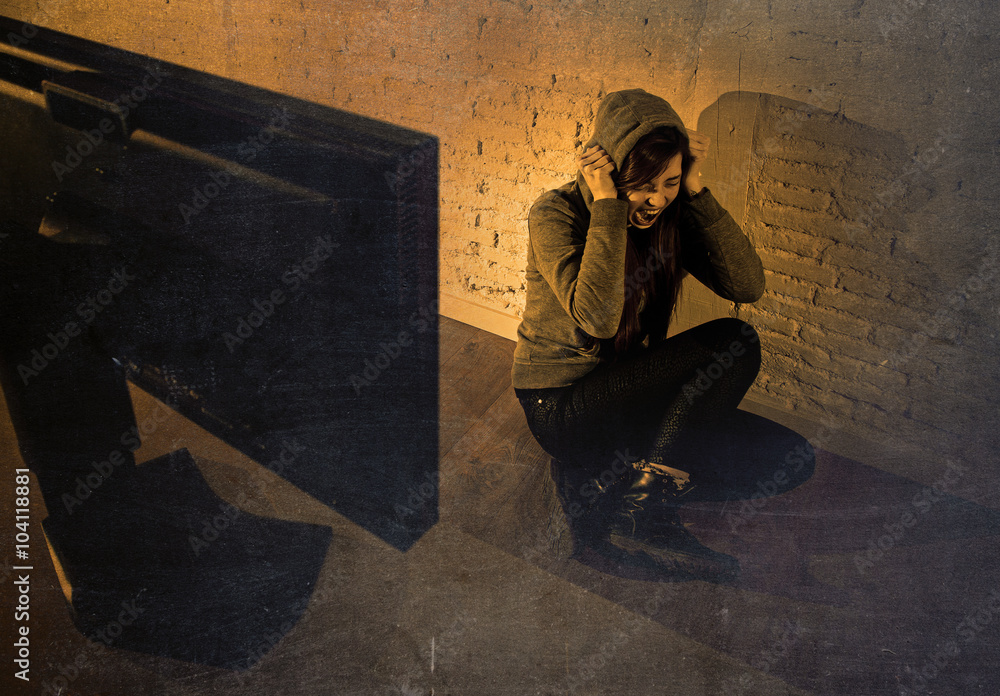 teen girl with computer cyber abused suffering internet cyberbullying ...