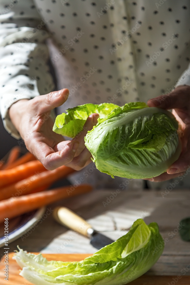 Chef preparing a salad Stock Photo | Adobe Stock