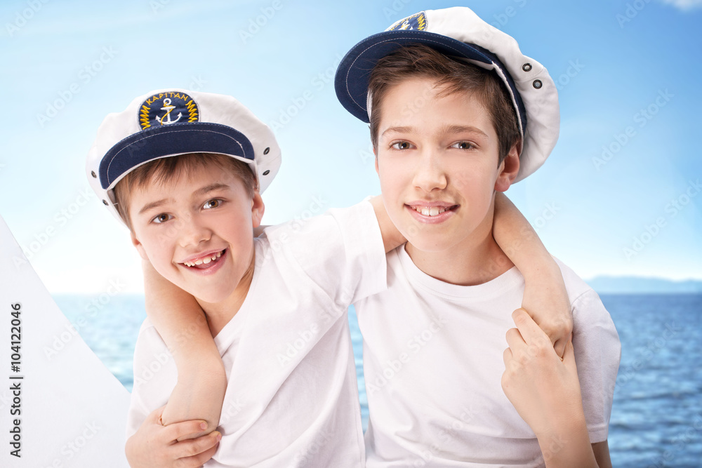 Sailors on blue backgrounds. Stock Photo | Adobe Stock