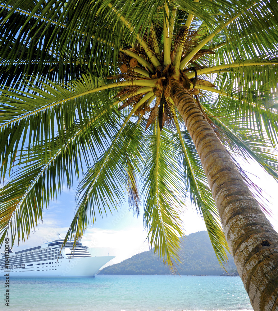 Summer Tropical Island Beach Cruise Ship Concept Stock Photo | Adobe Stock