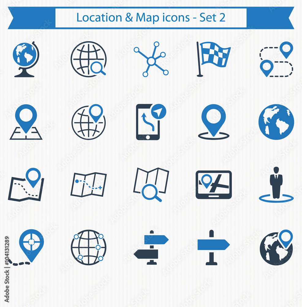 Location & Map icons - Set 2 Stock Vector | Adobe Stock
