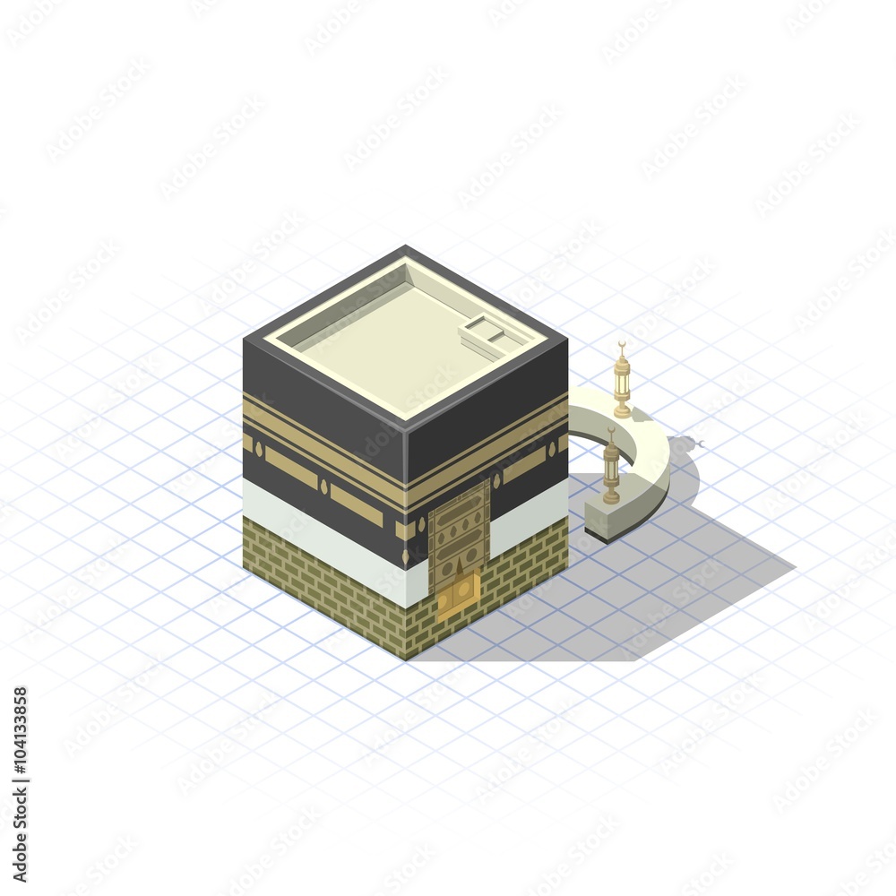 Isometric Kaaba The Muslim Sacred Mosque in The Holy City of Mecca ...