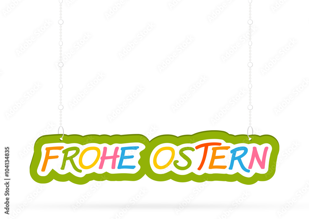 Frohe Ostern - Hängendes Vektor Schildchen mit Kette und Aufdruck ...