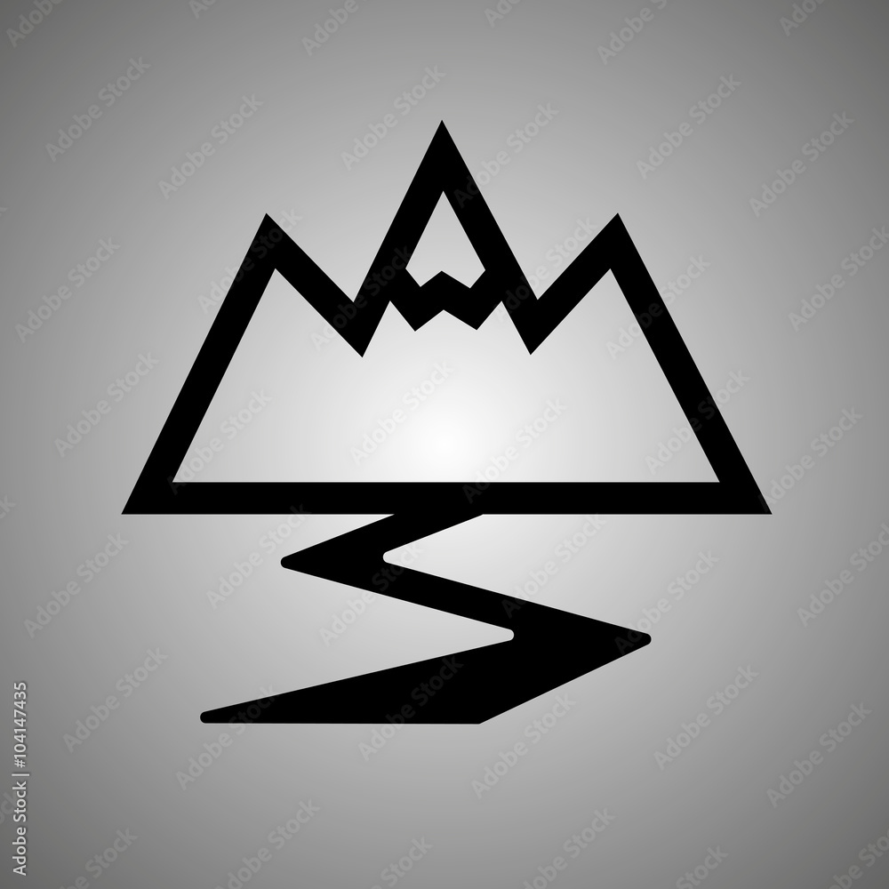 Mountain path icon, sign or logo. Nature winter snow ski and travel new ...