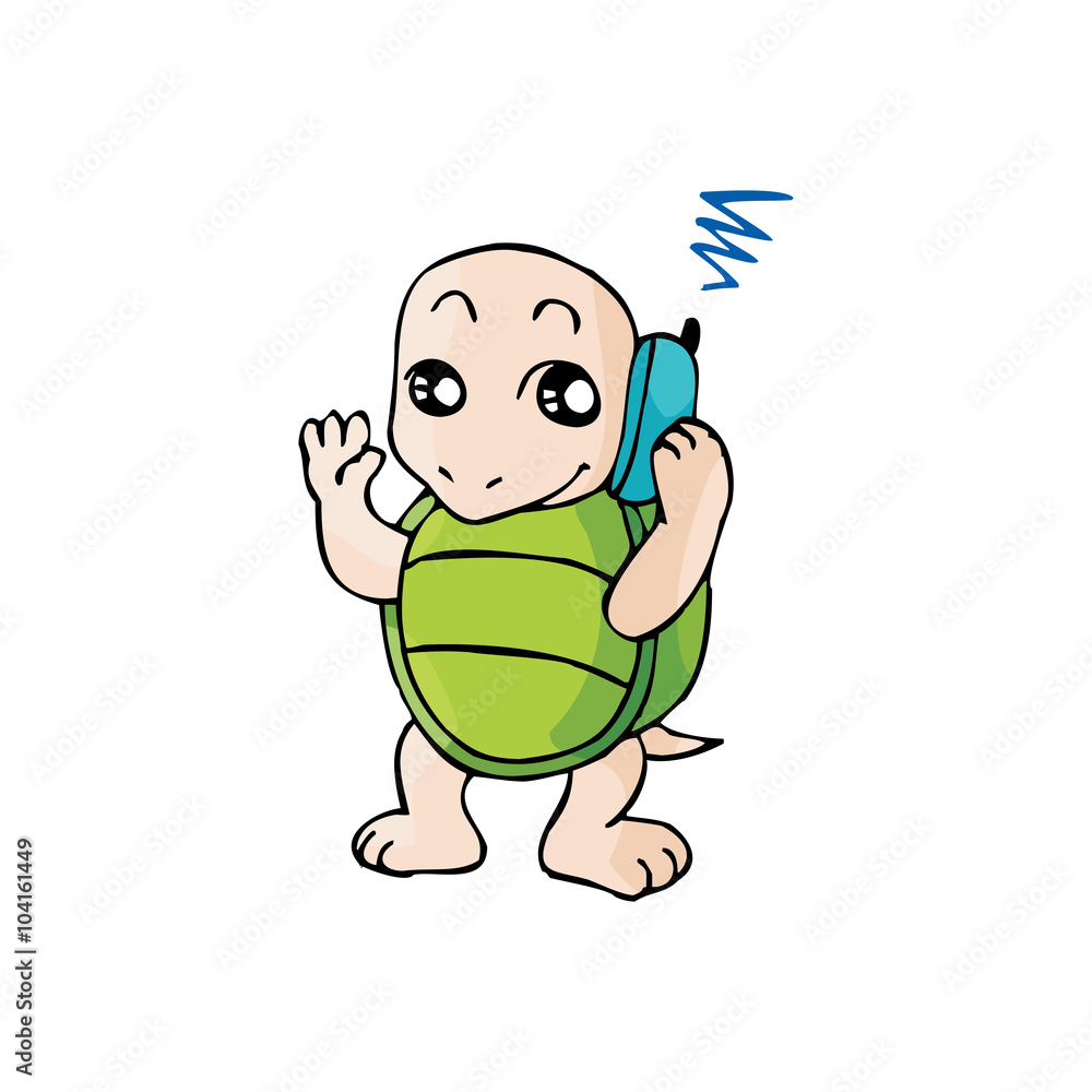 Cartoon turtles On The Phone Stock Vector | Adobe Stock