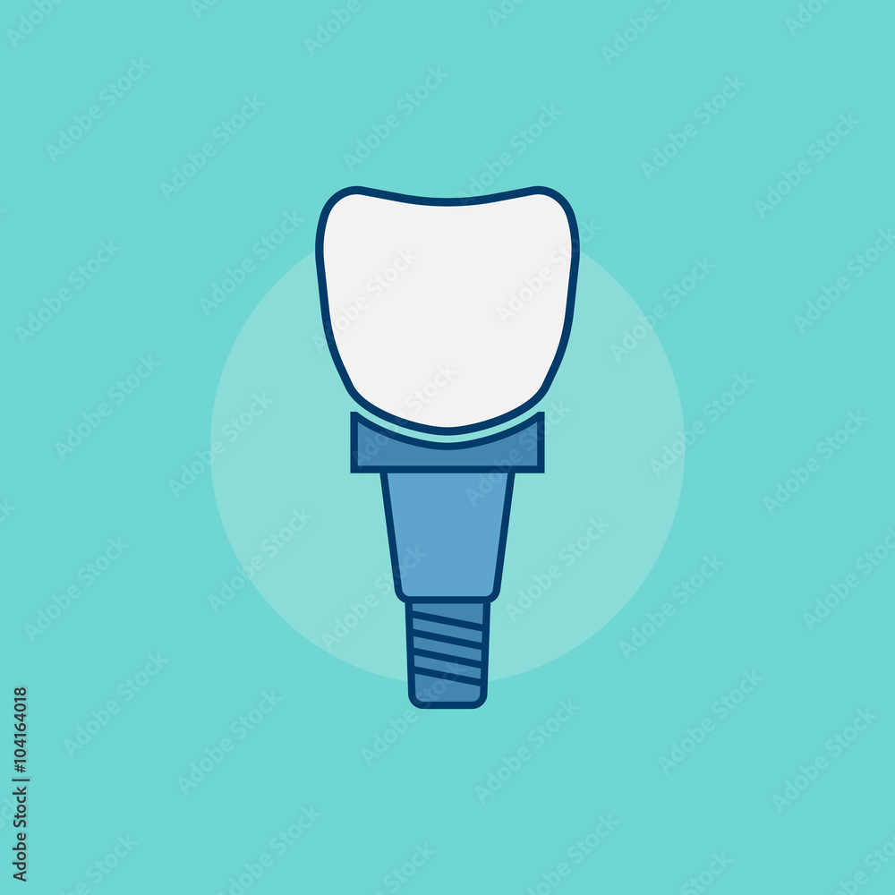 Tooth implant sign. Tooth implant vector symbol. Tooth implant in flat ...