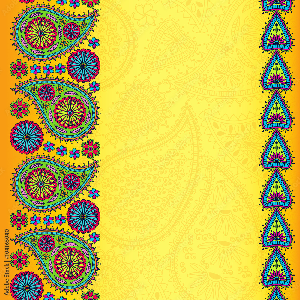 Floral paisley background with place for your text. Bright ornamental ...